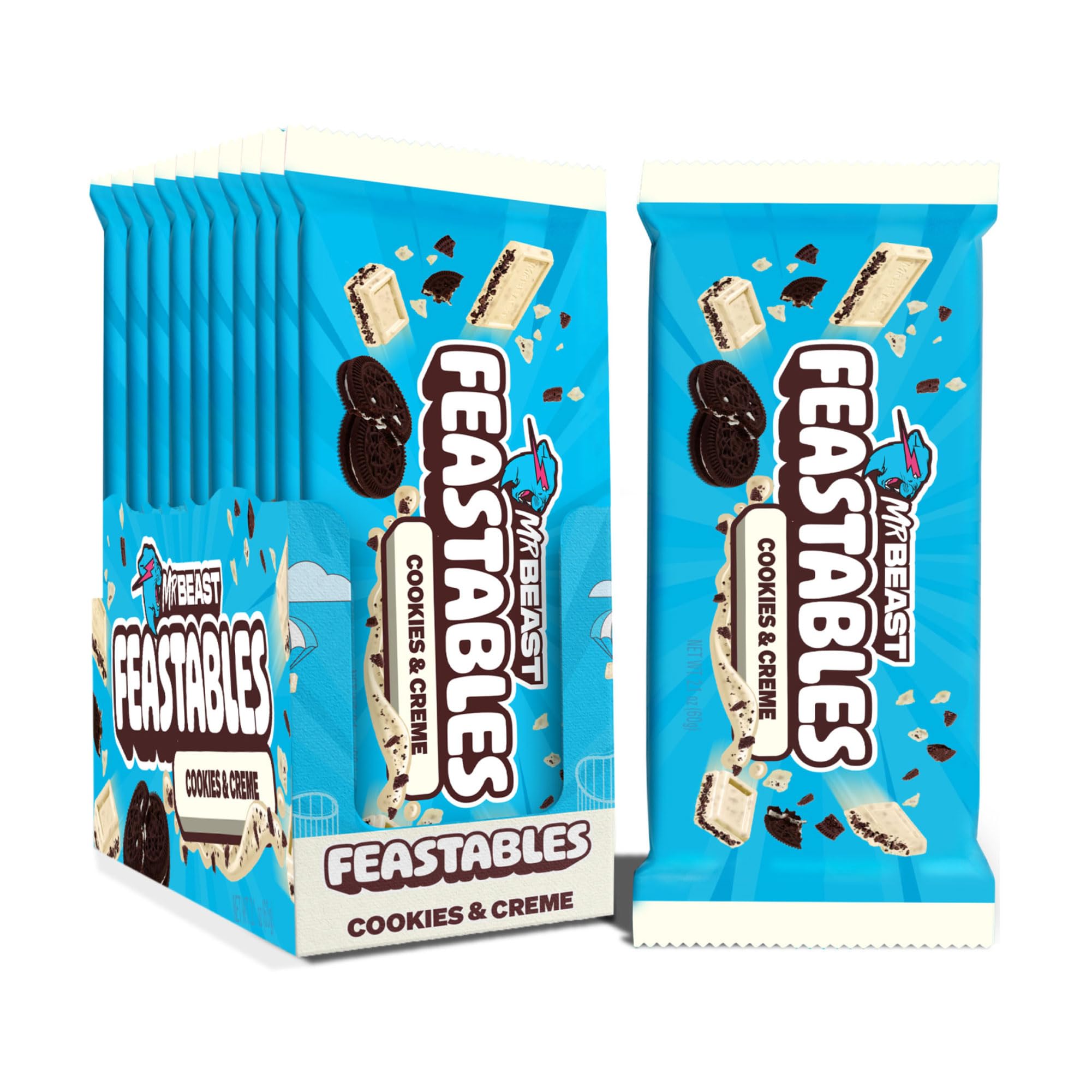 Feastables MrBeast Cookies & Creme KING Size Chocolate Bar, 2.1oz (60g – Shop the King