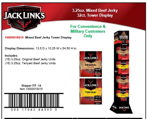 Jack Link's Tower Mixed Bf Jrky 3.25 Floor Shippers 32ct – Shop the King